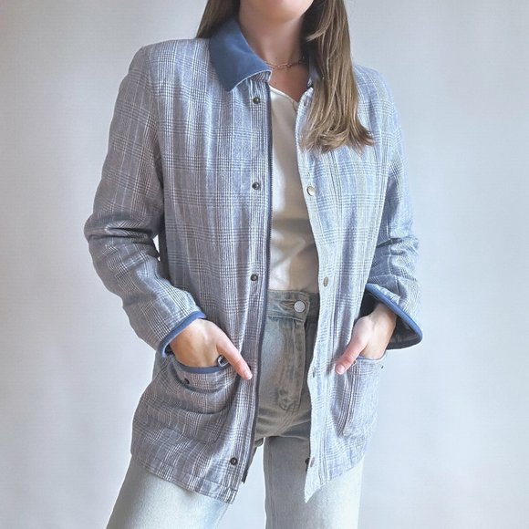 Vintage | Jackets & Coats | Vintage Blue Plaid Jacket | Poshmark